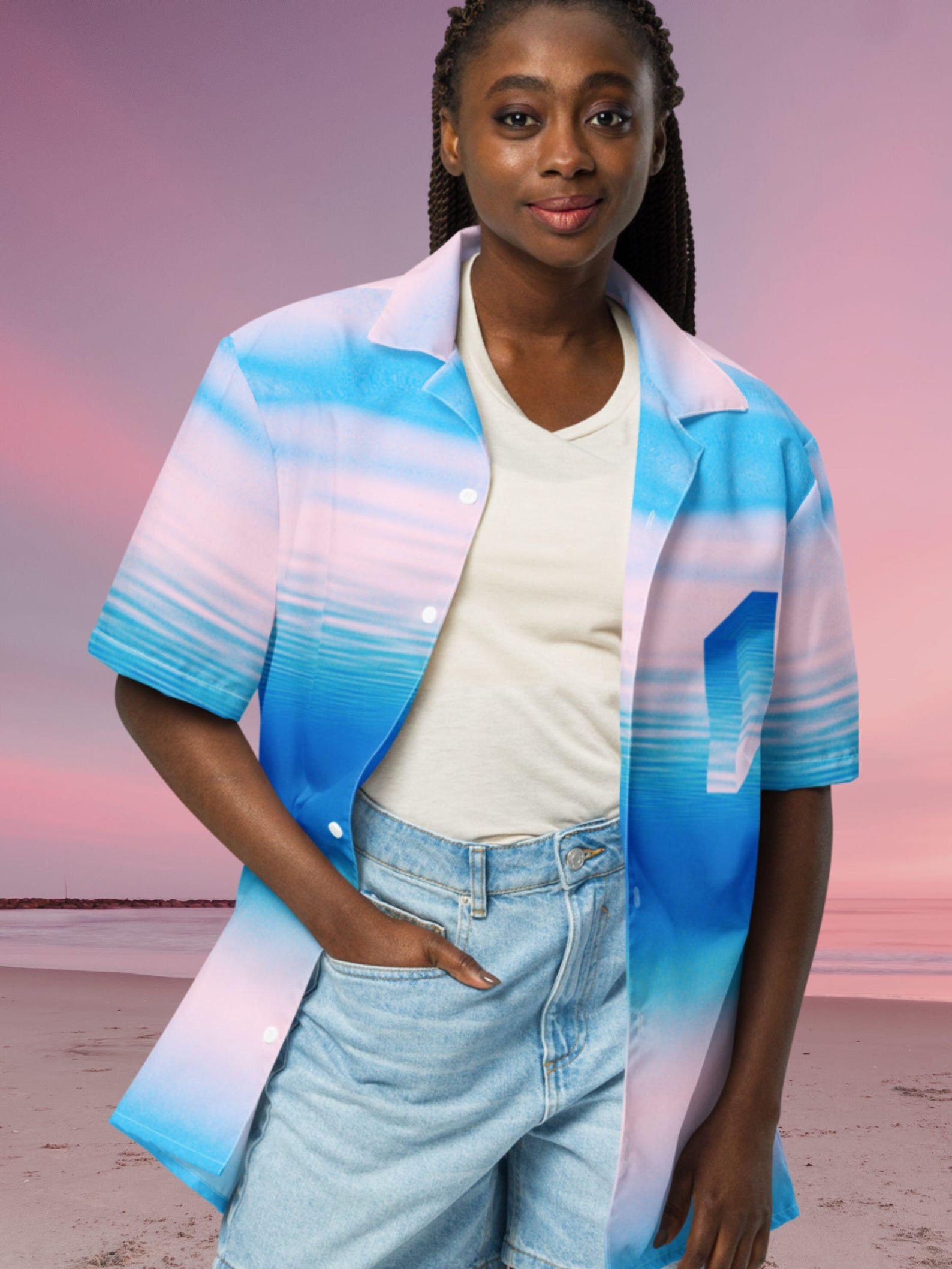 Pastel Blue Gradient Hawaiian Shirt Sea Lover Gift Ocean Button Down ...