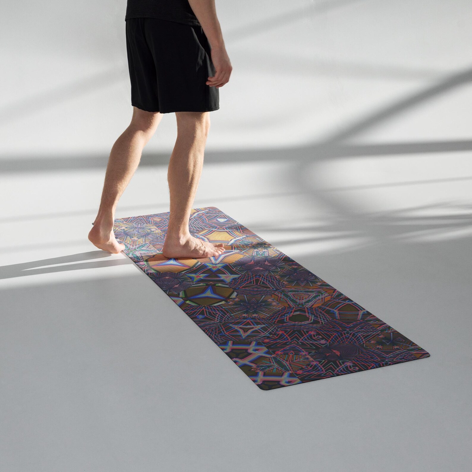 Sacred Geometry Yoga Mat, Gold Mandala Rug, Trippy Abstract Fitness ...