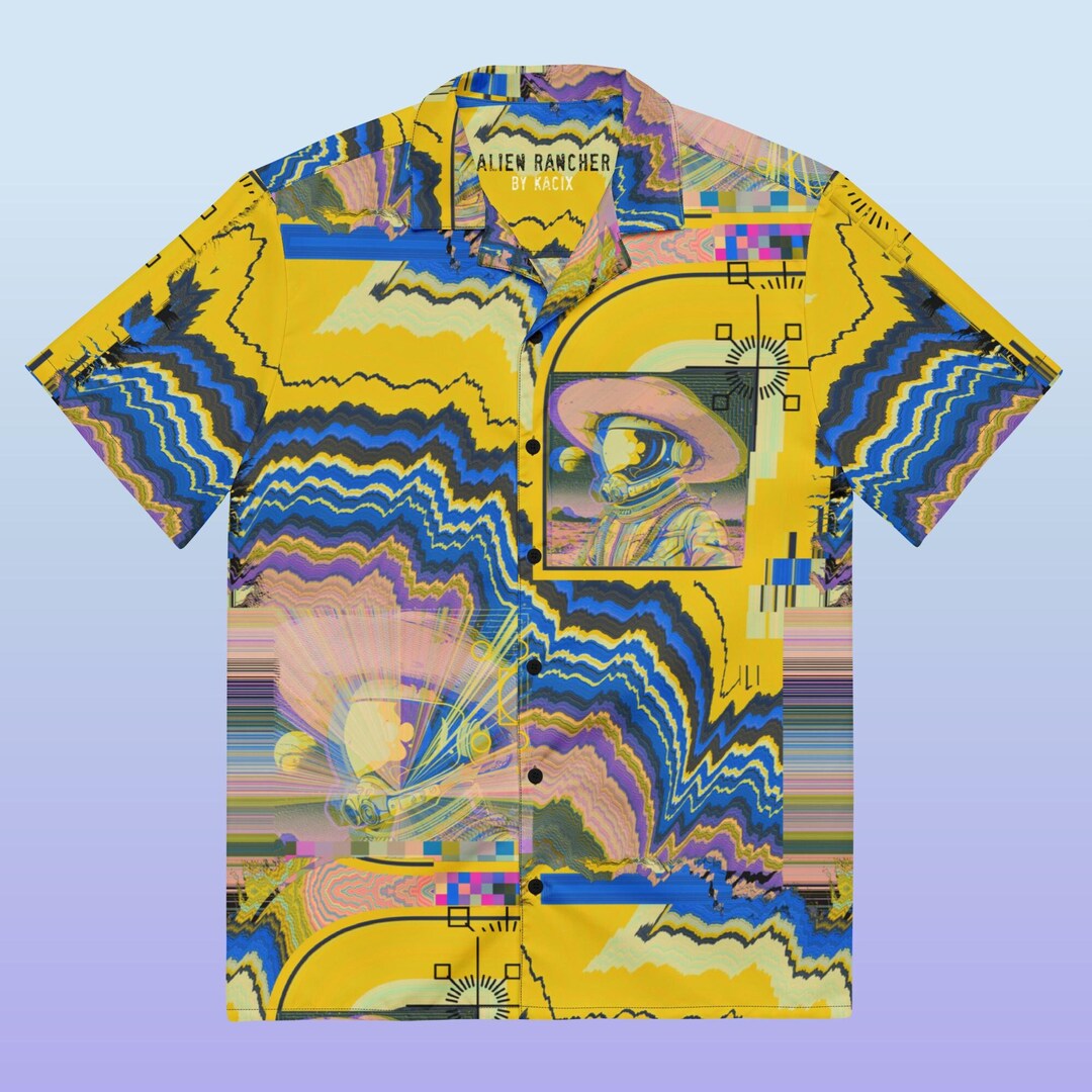 Space Cowboy Hawaiian Shirt Trippy Alien Button Down Shirt Astronaut ...