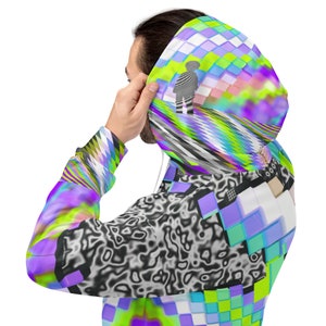 Neon Pastel Trippy Hoodie Pixel Art Gamer AOP Hoodie Hip Hop Streetwear ...