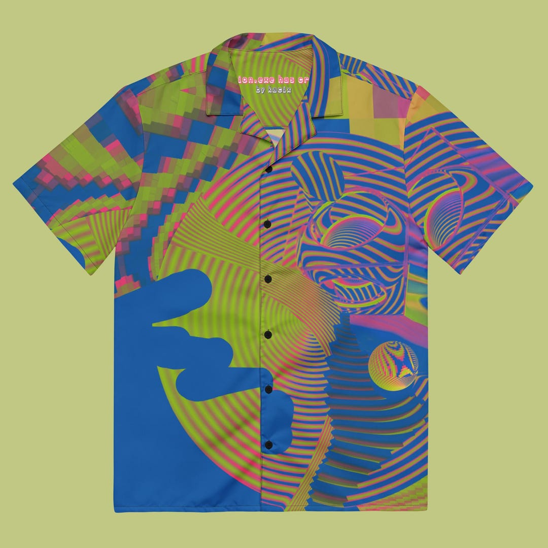 RGB Neon Rave Button up Shirt, Frutiger Aero Hawaiian Shirt, Trippy EDM ...