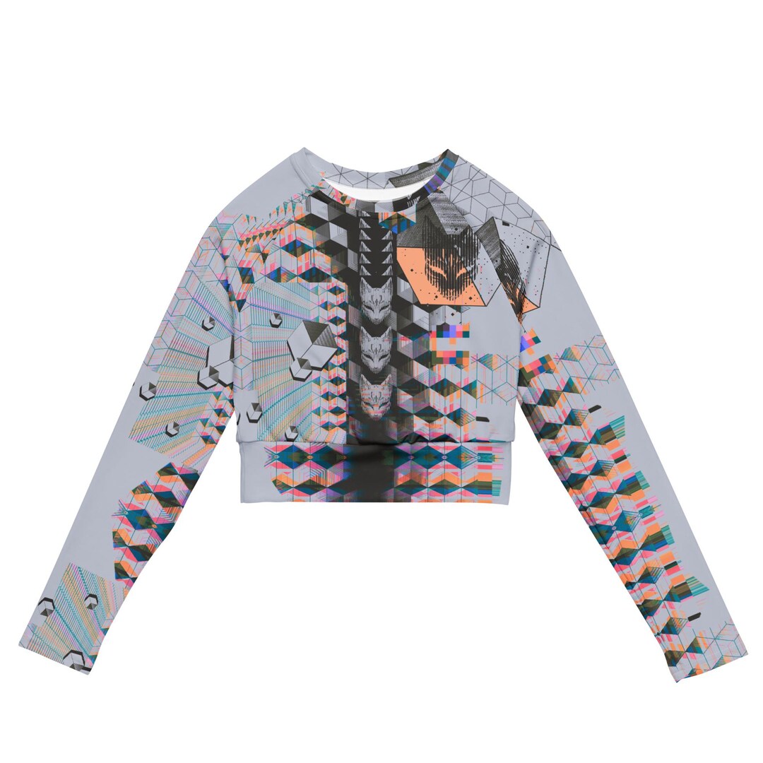 Pastel Goth Long Sleeve Crop Top, Fox Spirit Animal Rave Shirt ...