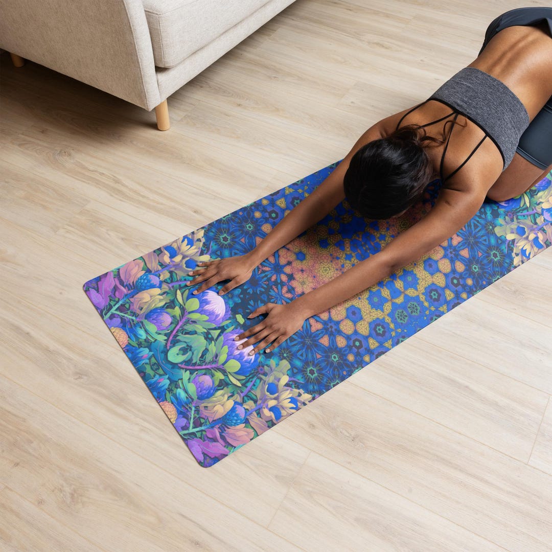 Boho Floral Yoga Mat, Sacred Geometry Yoga Rug, Zen Home Decor, Gift ...