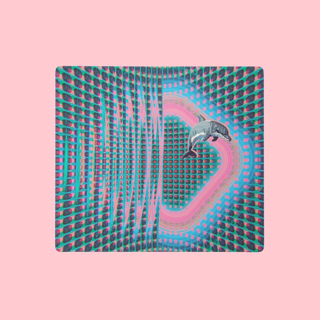 Hypnotic Desk Mat 3D Pixel Art Dolphin Gaming Mouse Pad Gift Trippy ...