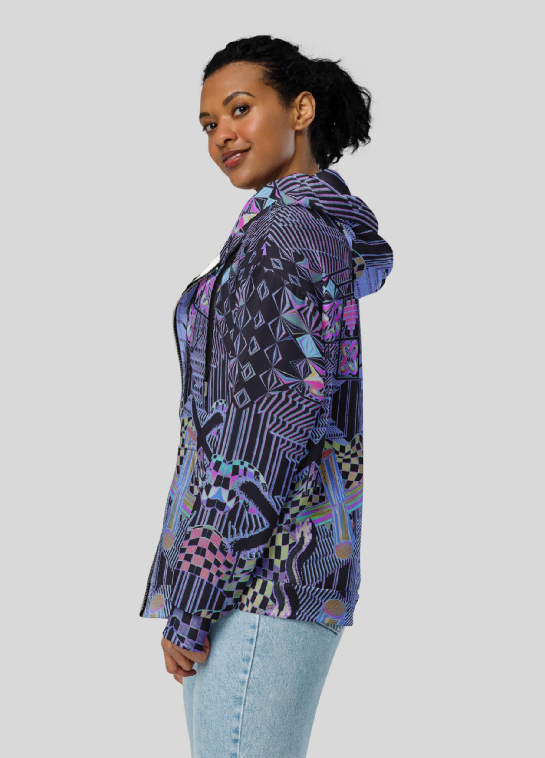 Glitchcore Dragon Zip up Hoodie, Rave Jacket, Trippy Y2K Techwear ...