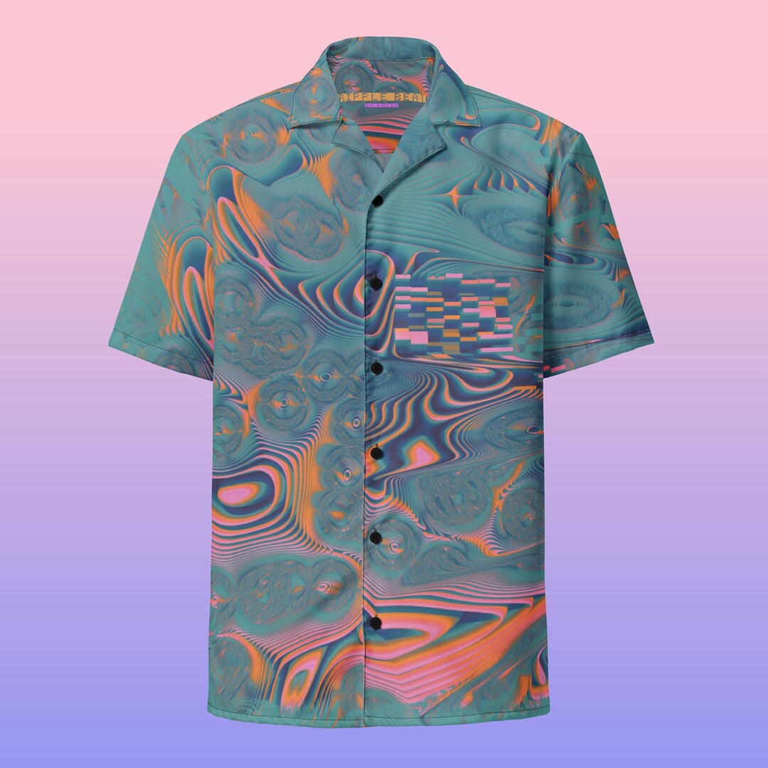 Psychedelic Abstract Button up Shirt DJ Musician Button Down Shirt ...