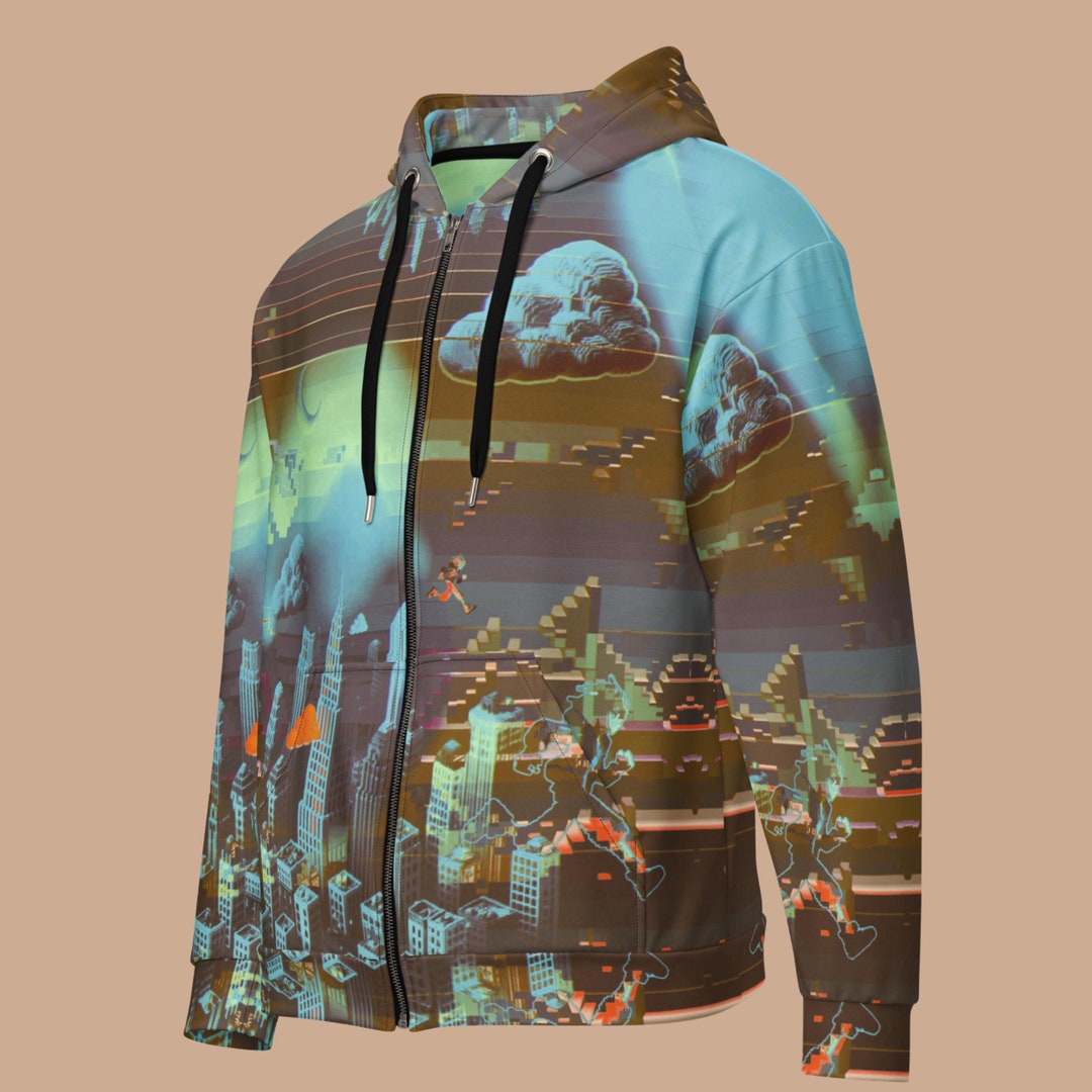 Nostalgia Arcade Gamer Hoodie Retro Gaming Full Zip up Hoodie Oversized ...