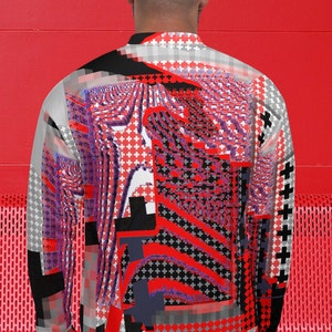 Red Black Techno Bomber Jacket All Over Print Rave Festival Jacket ...