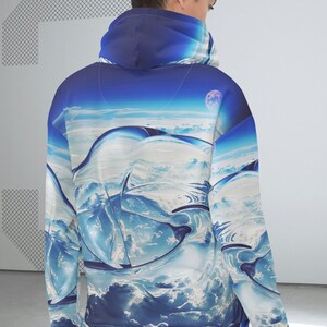 Blue Space Hoodie Gradient Futuristic Hooded Sweatshirt Space Lover ...