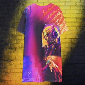 Neon Loose Fit Tshirt Dress Oversized Rave Party Dress Hip Hop Beach ...