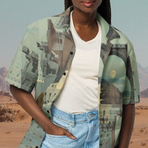 Dystopian Button up Shirt Techno Rave Button Down Shirt Techwear EDM ...