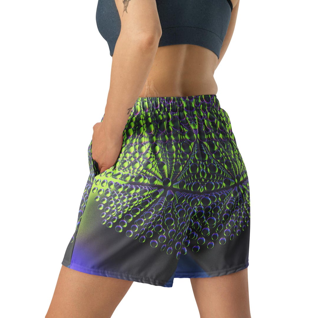 Cyberpunk Neon Geen Shorts, Frutiger Aero Y2K Trunks, Retro Futuristic ...