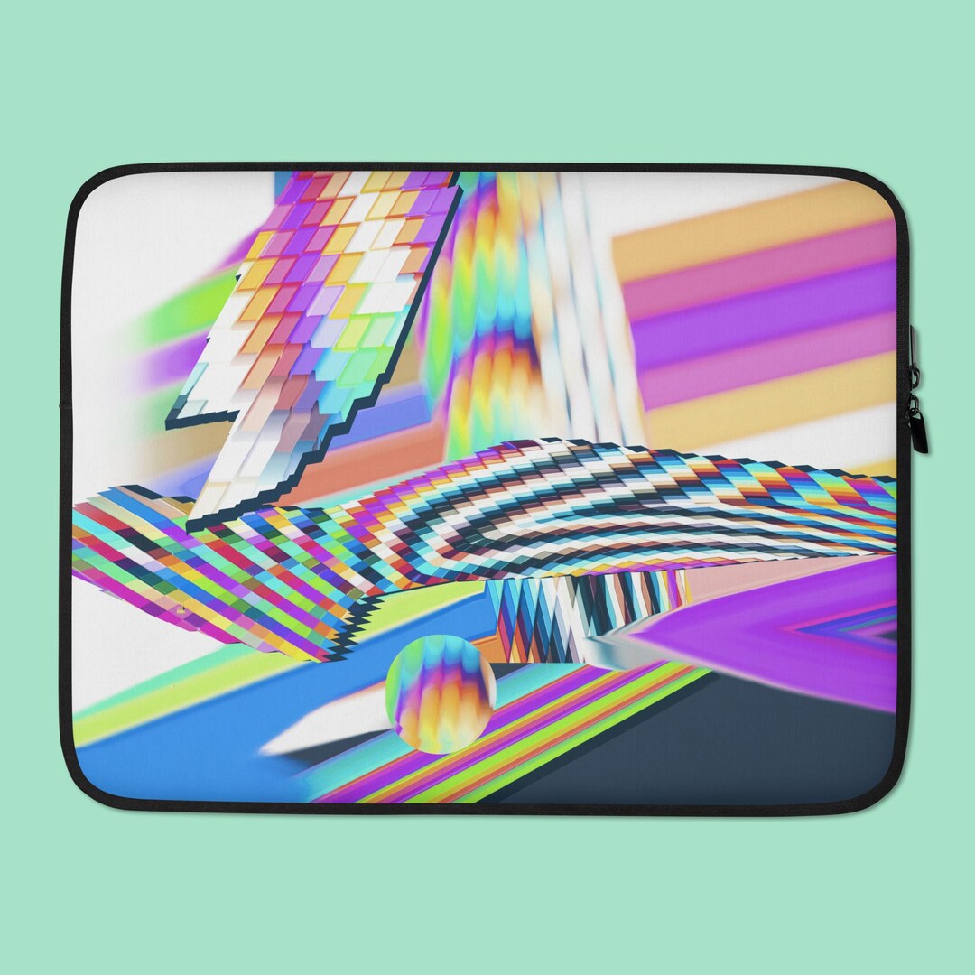 Trippy 3D Illusion Laptop Sleeve Funky Tech Lover Gift Retro Futurism ...