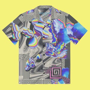 Frutiger Aero Button-up Shirt, Trippy Optical Illusion Button Down ...