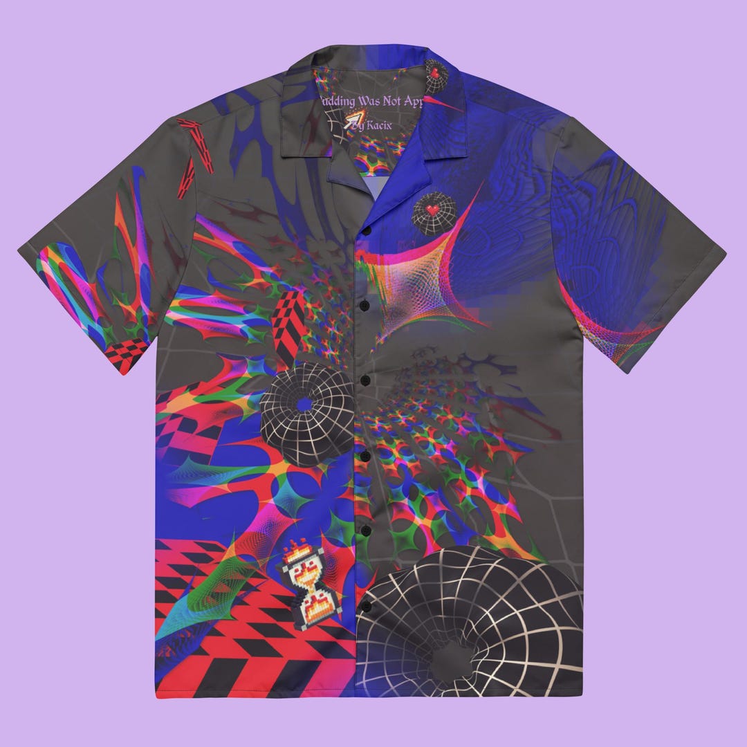 Trippy Neon Webcore Button up Shirt, Frutiger Aero Button Down Shirt ...