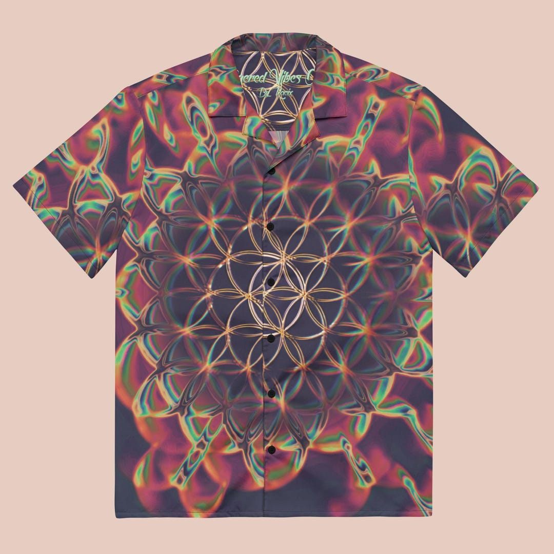 Sacred Geometry Flower of Life Button Down Shirt, Trippy Festival ...