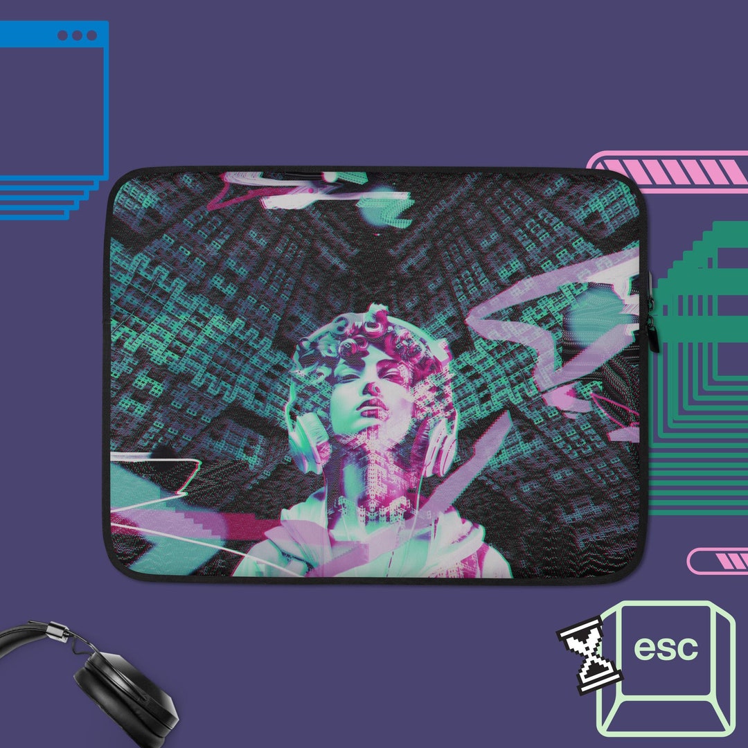 Vaporwave Art Laptop Sleeve, Cyberpunk Art Laptop Designer Bag for Men ...