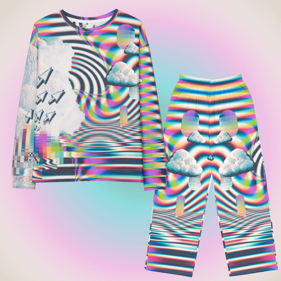 Retro Computer Aesthetic Sweatshirt and Pants Matching Set, Vaporwave ...