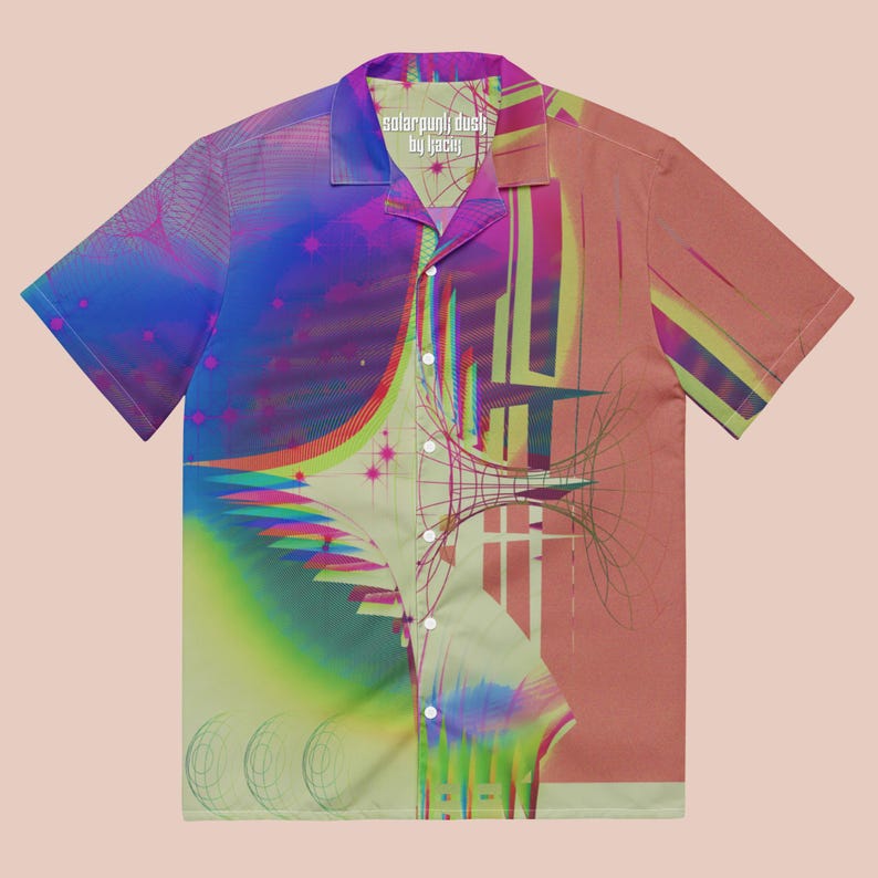 Solarpunk Techwear Button Down Shirt, Oversized Space Festival Top ...