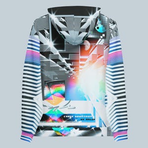 Neon Rave Cyberpunk Hoodie, Techwear Pullover, Solarpunk EDM Festival ...