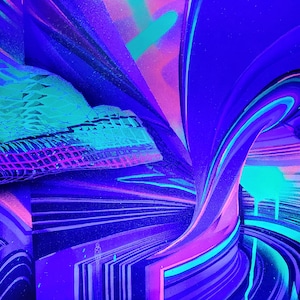 Trippy Colorful Space Funky Wall Art Lover New Home Gift, Neon Abstract ...