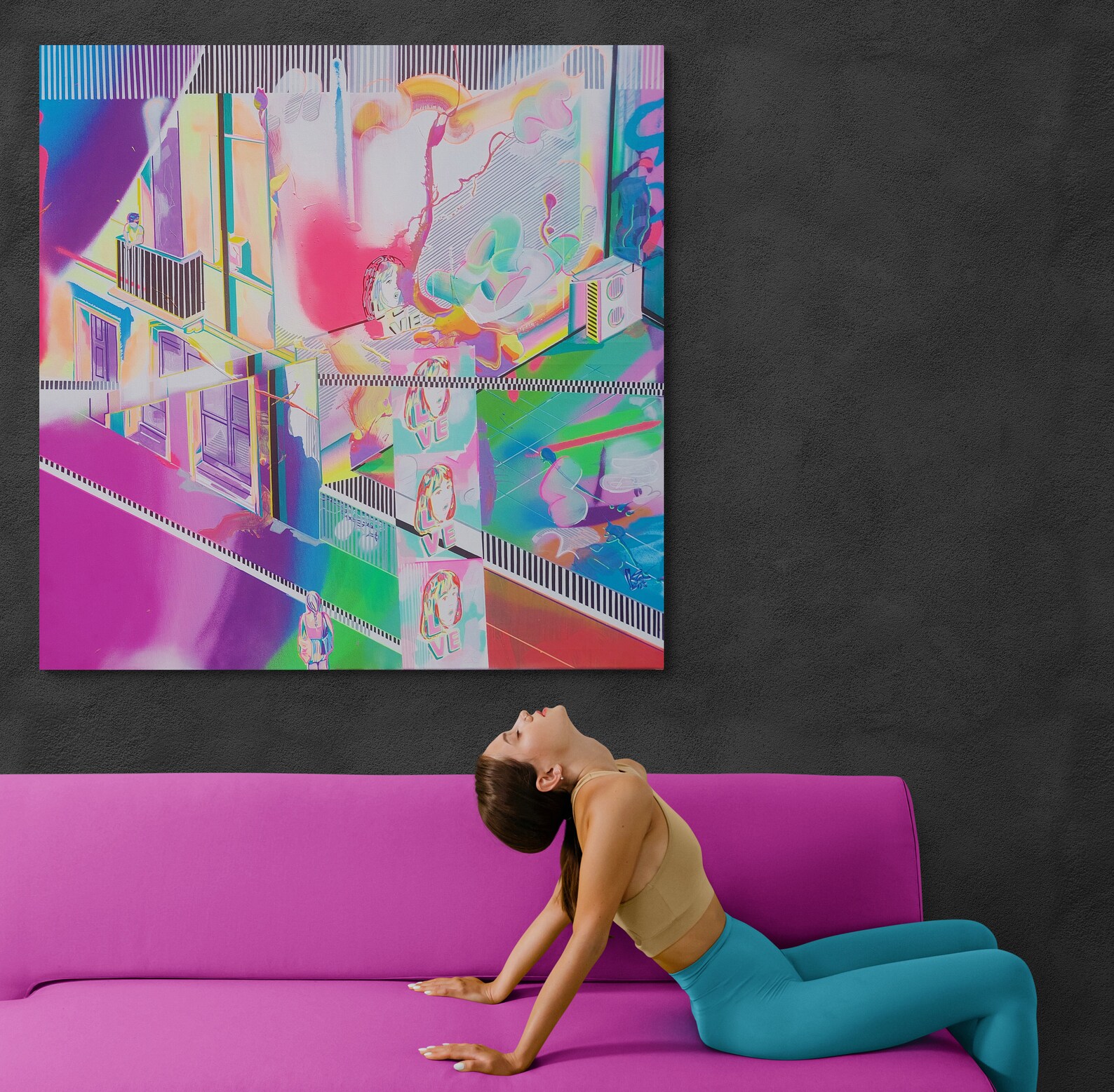 Large Steet Art Painting - Graffiti Wall Art - Retrowave Wall Decor - Etsy