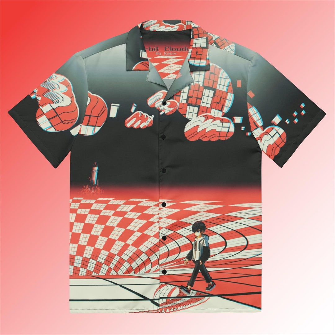 Anime Cartoon Button up Shirt Hawaiian Shirt Retro Arcade Gamer Button ...