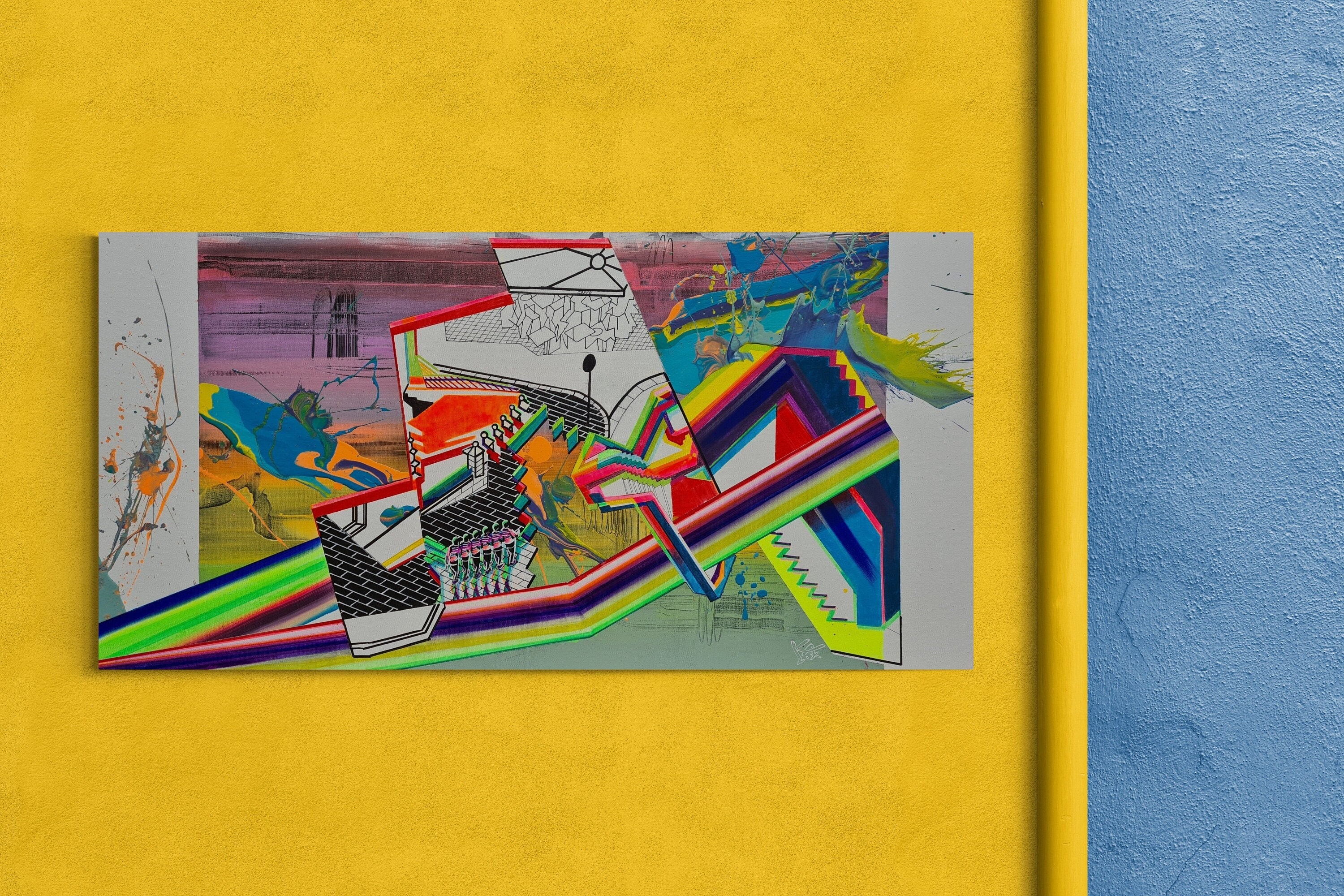 Geometric Street Art Original Painting on Canvas Handmade Art - Etsy