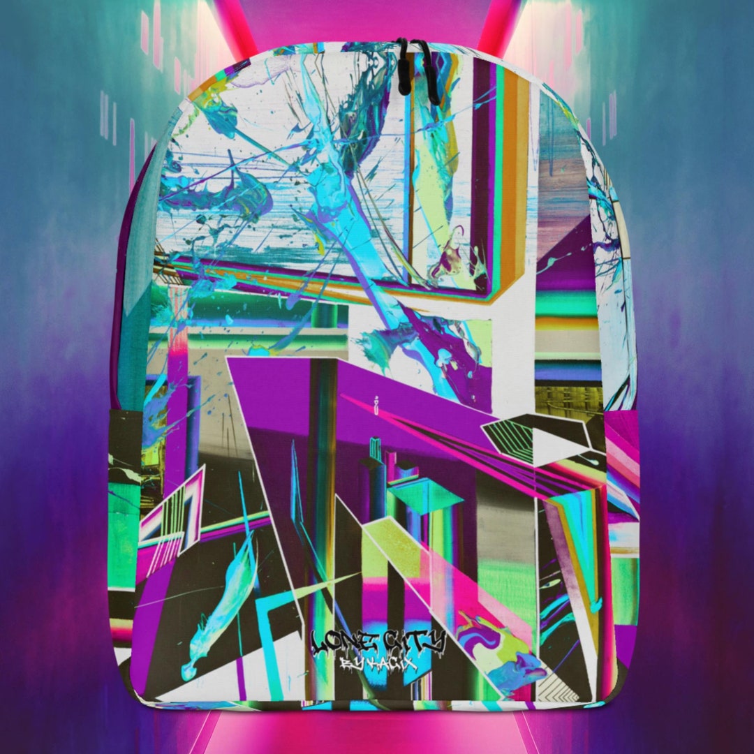 Trippy Cyberpunk Art Laptop Bag, Funky School College Sports Backpack ...