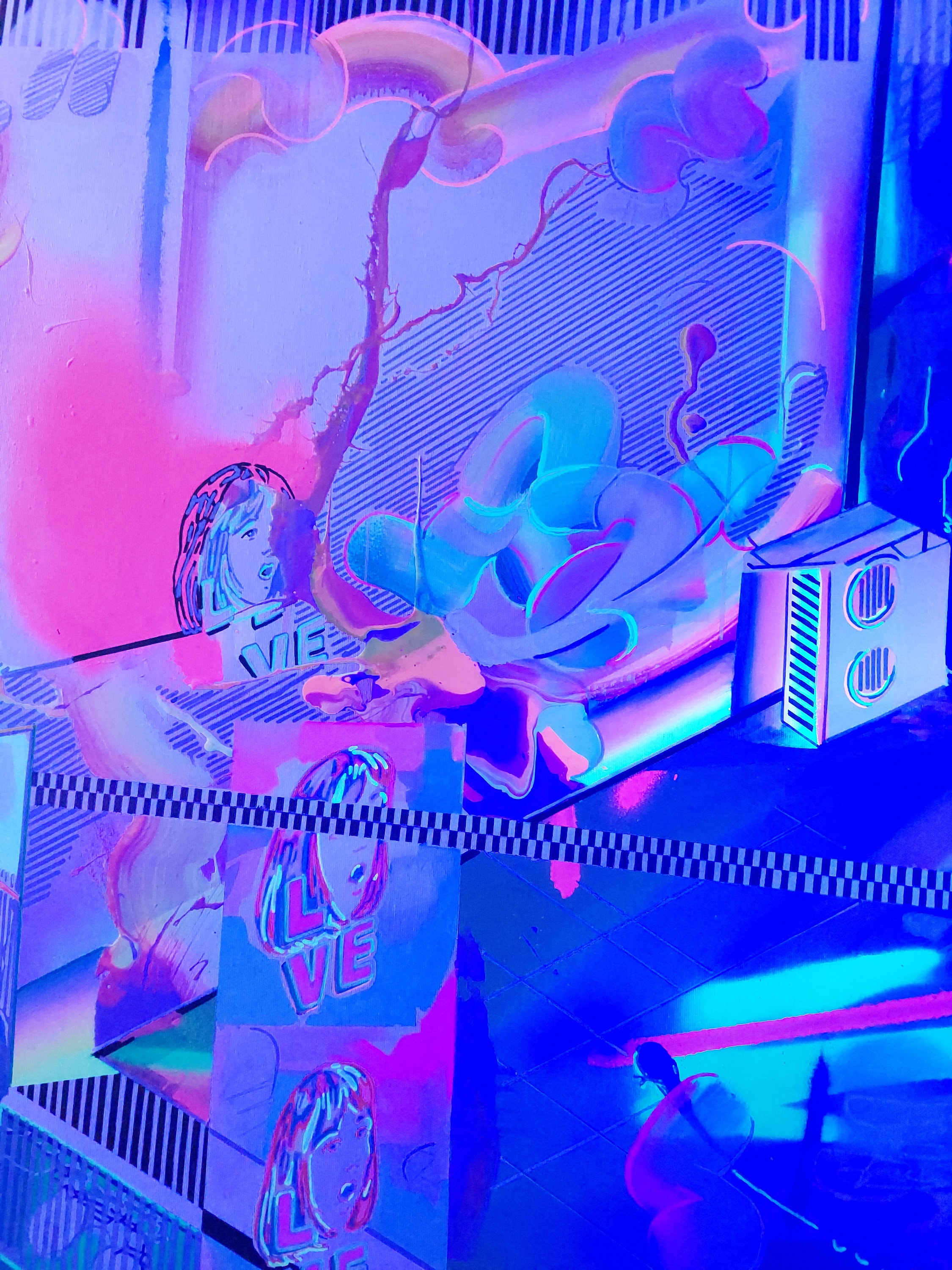 Large Steet Art Painting - Graffiti Wall Art - Retrowave Wall Decor - Etsy