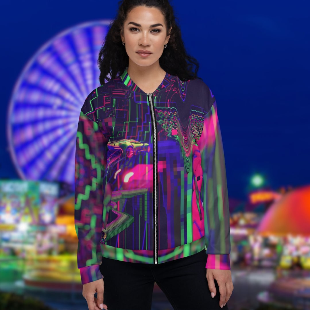 Neon Vaporwave Aesthetic Jacket Light Streetwear Bomber - Etsy