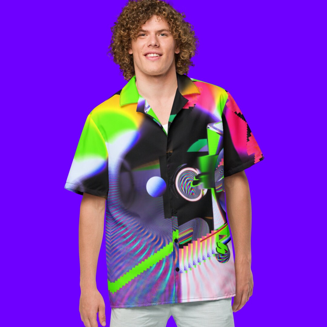 Bold Funky Button Down Shirt Oversized Partywear Button Blouse Neon ...