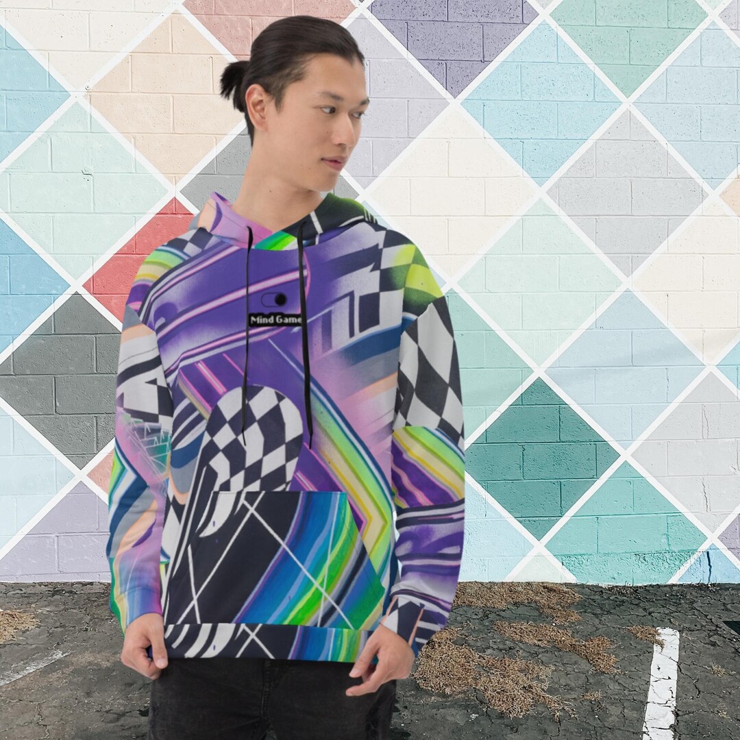 Funky Gamer Hoodie, Street Art All Over Print Vaporwave Aesthetic ...