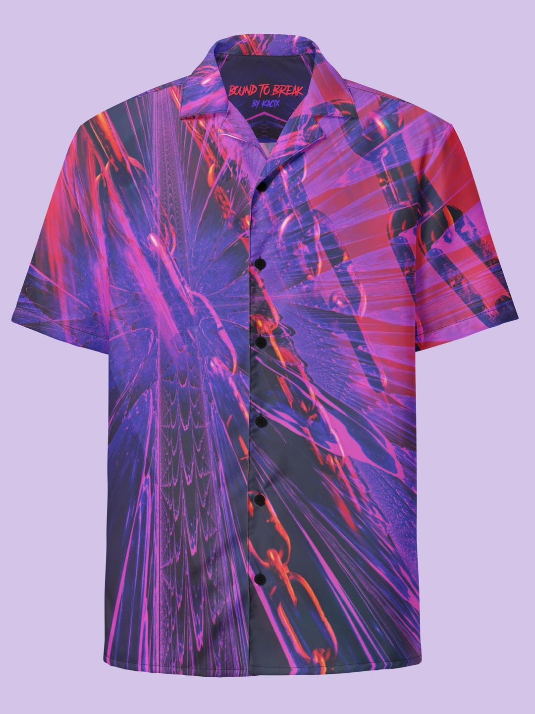 Cyberpunk Rebel Button up Shirt Neon Chain Button Down Shirt Rave Punk ...