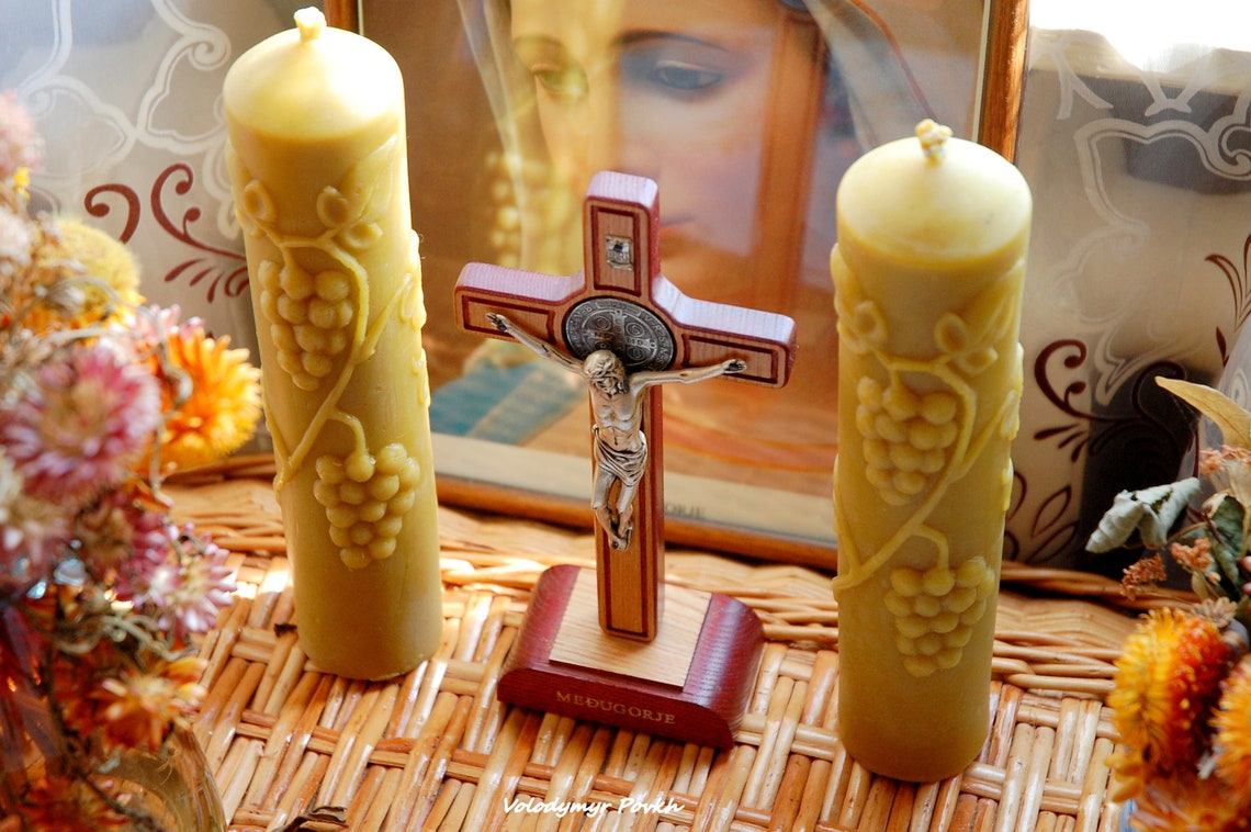 Pillar candles beeswax candles Easter candles Catholic | Etsy