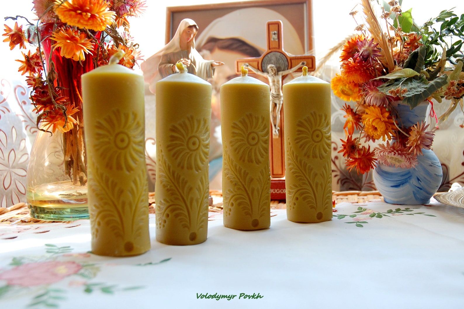 Beeswax Candles Pillar Candles Catholic Candles Natural | Etsy