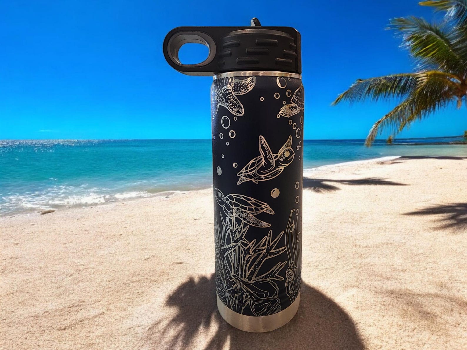 Sea Turtle Maritime Drink Bottle - Reusable Water Flask for Ocean ...