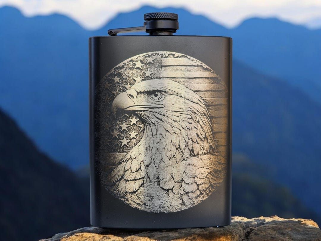 Bald Eagle Laser Engraved Flask - Patriotic Gift Idea - Etsy