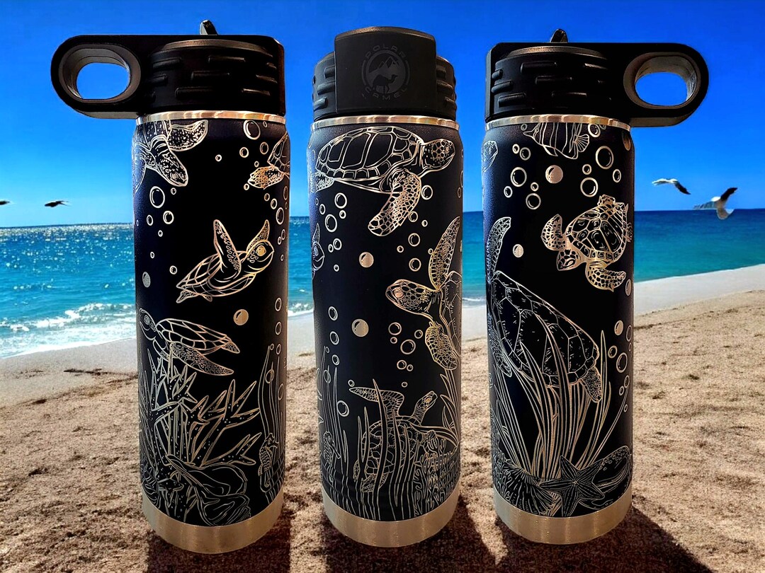 Sea Turtle Maritime Drink Bottle - Reusable Water Flask for Ocean ...