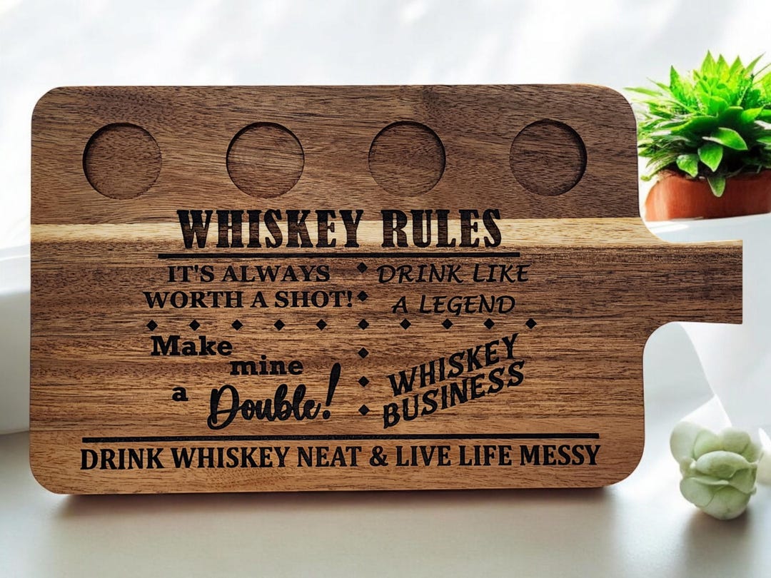 Whiskey Flight Board Bourbon Tasting Tray Whiskey Rules - Etsy