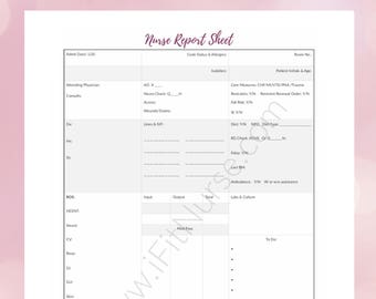 Nurse Report Sheet Night Shift | Etsy