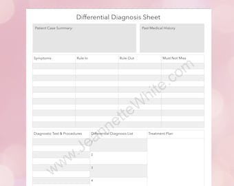 differential diagnosis table