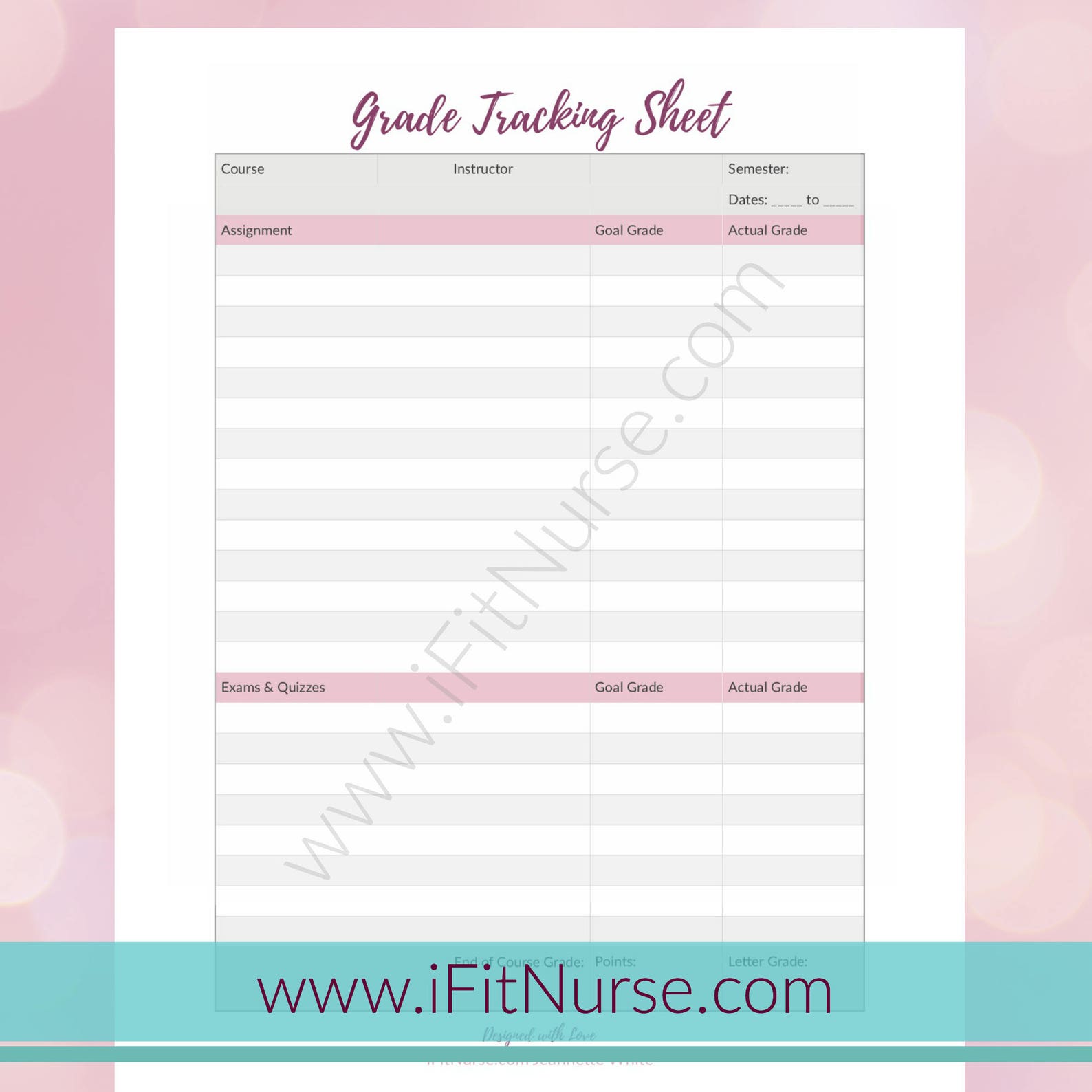 Assignment & Grade Tracking Sheet - Etsy