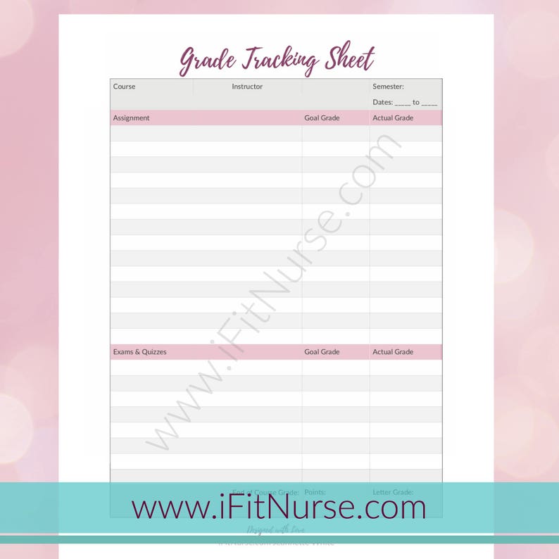 Assignment & Grade Tracking Sheet - Etsy