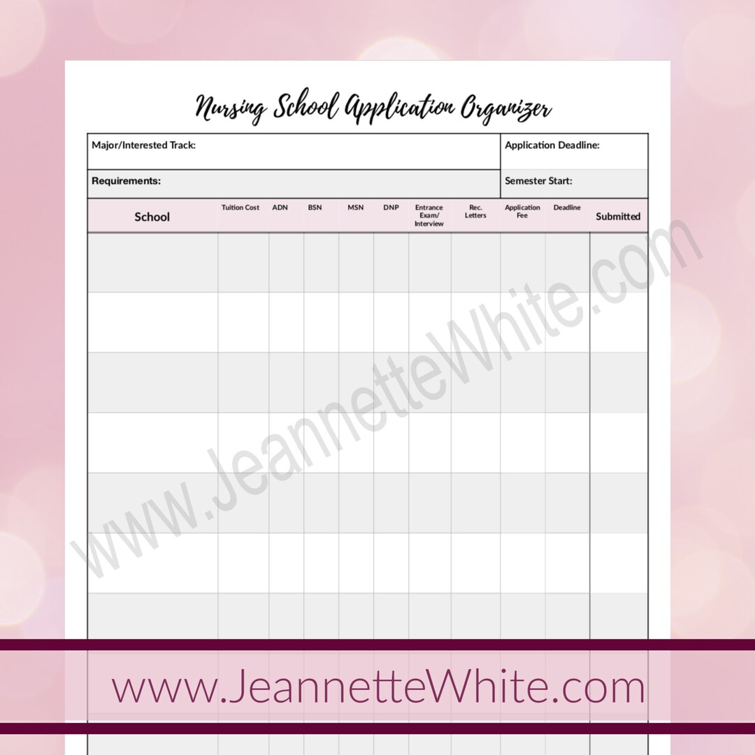 Nursing School Application Organizer - Etsy