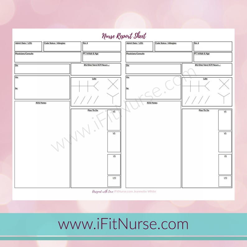 Nurse Report Sheet 2 Patients per Page - Etsy