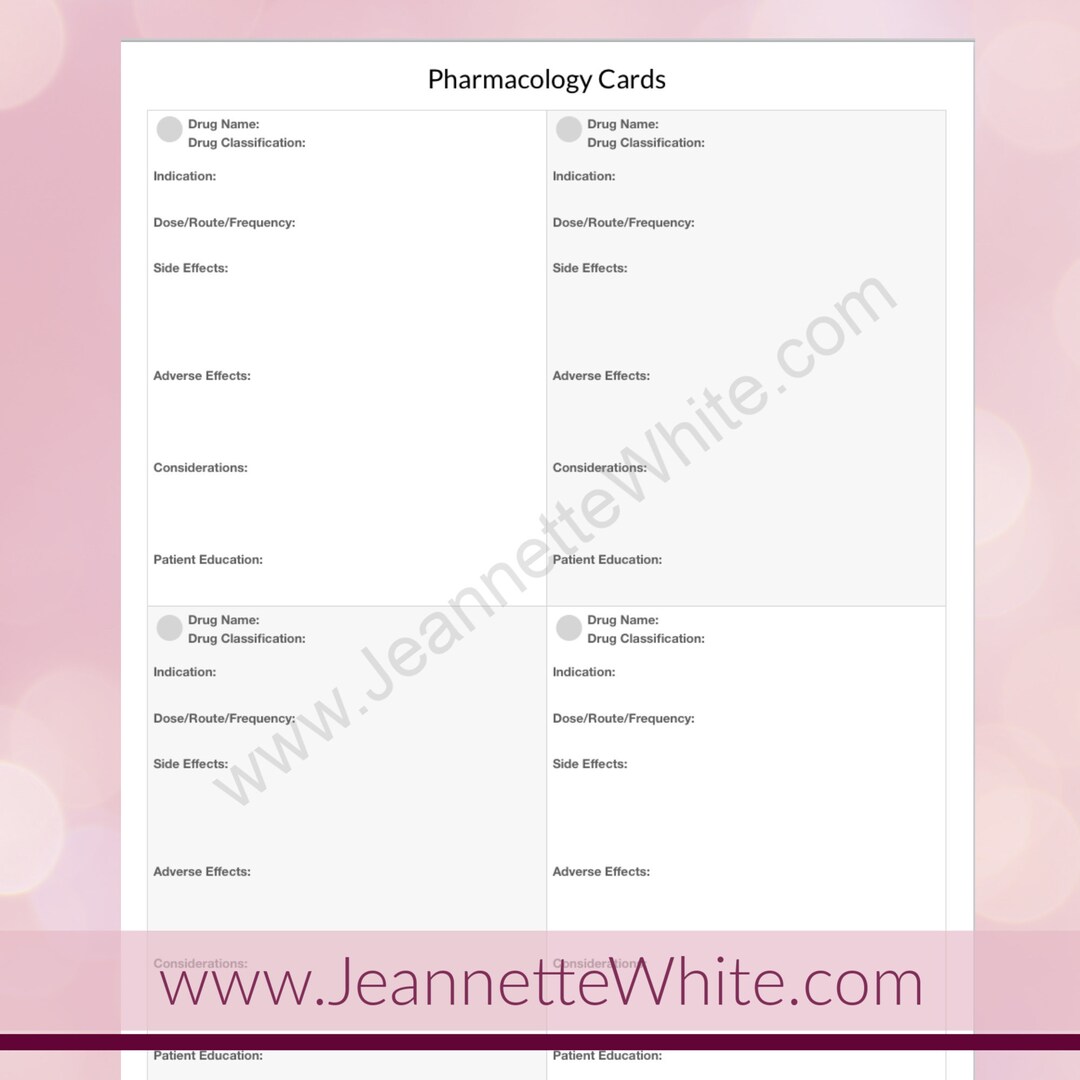 Pharmacology Cards - Etsy