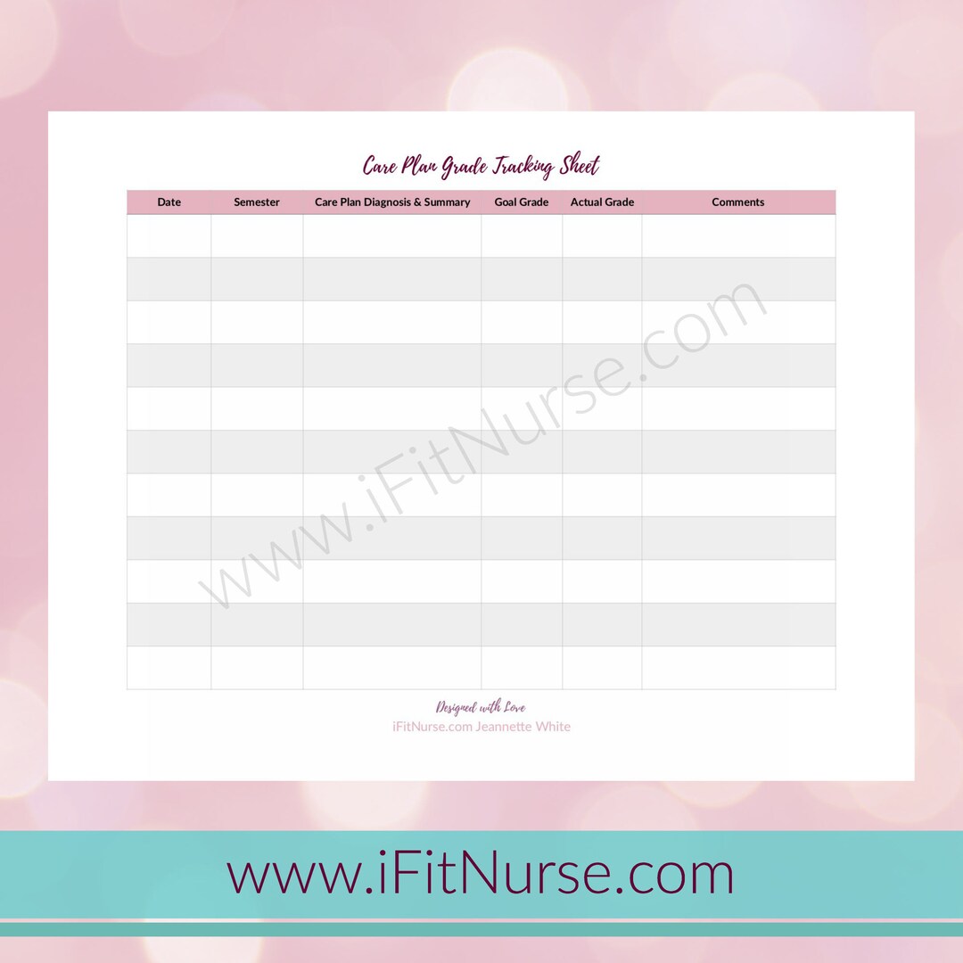 Care Plan Grade Tracking Sheet - Etsy