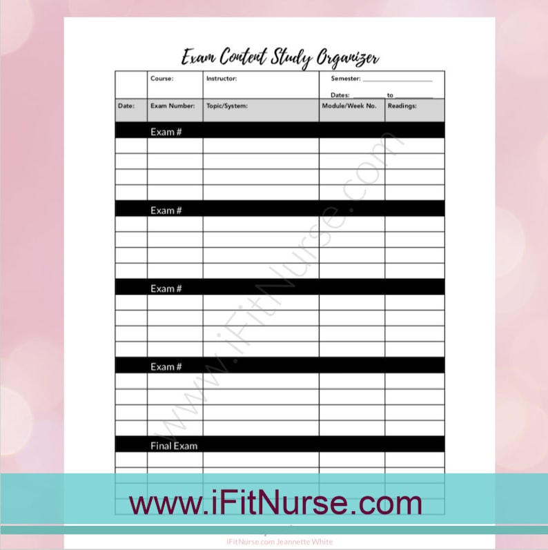 Exam Content Study Organizer - Etsy