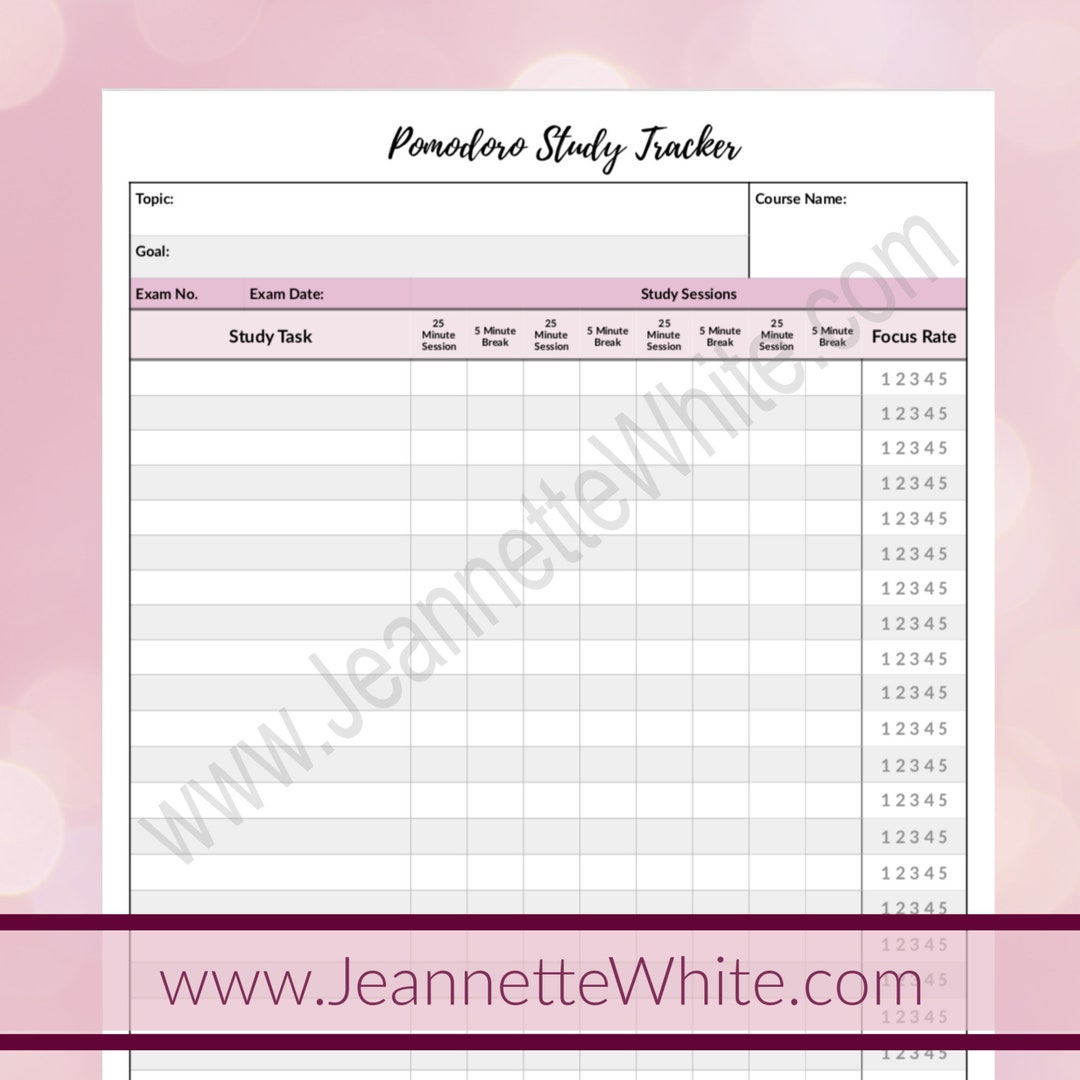 Pomodoro Study Session Tracker - Etsy UK